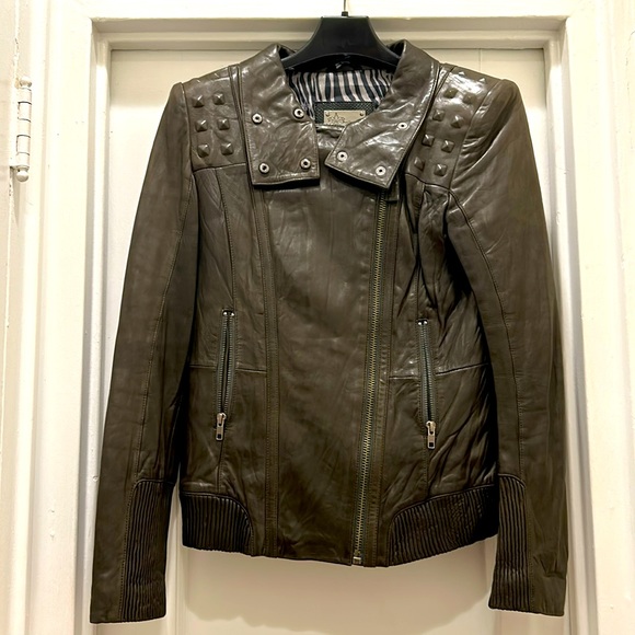 Mackage | Jackets & Coats | Mackage Dark Brown Studded Leather Jacket ...